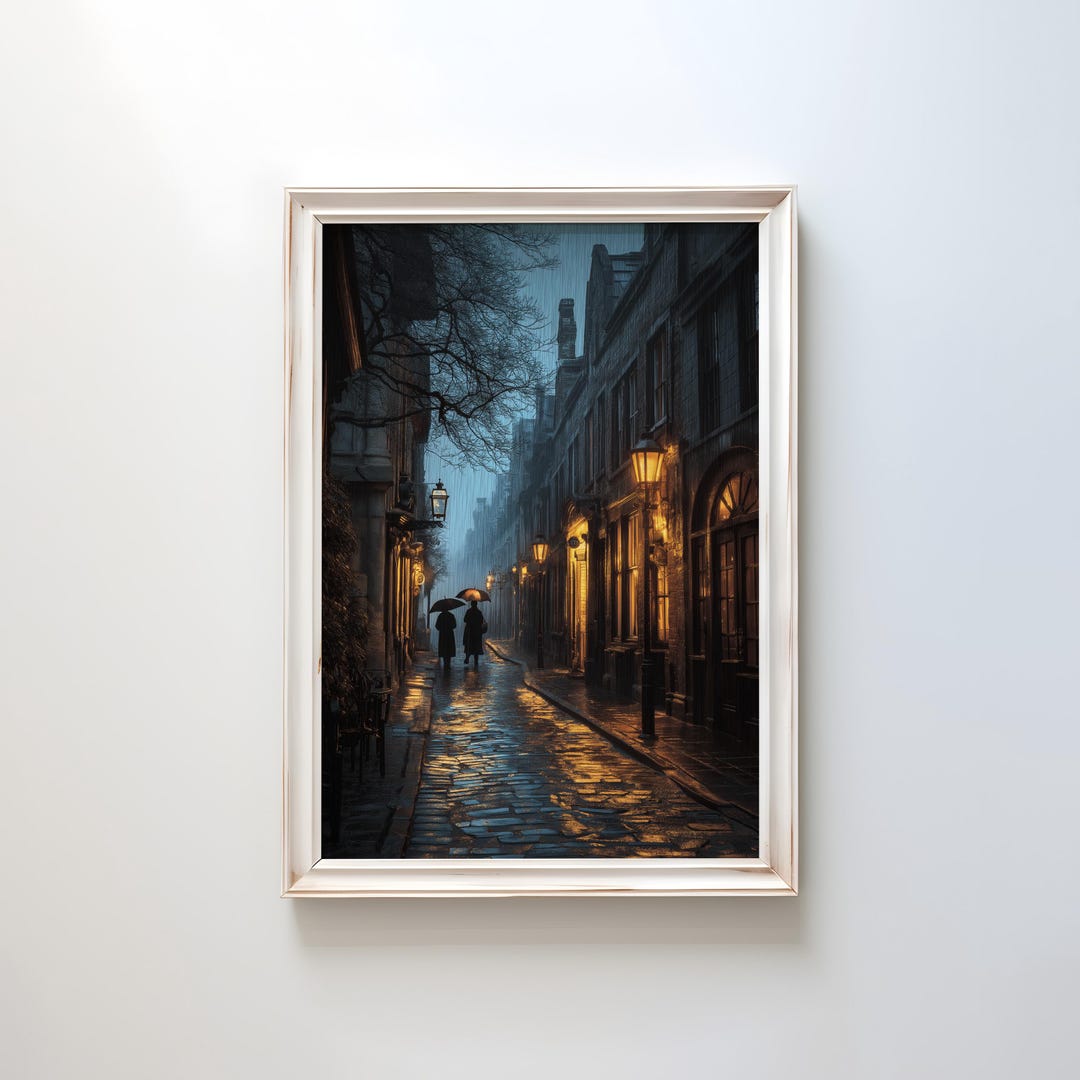 Victorian Rainy Alleyway Print | Moody Historic Street Art | Gaslamp ...