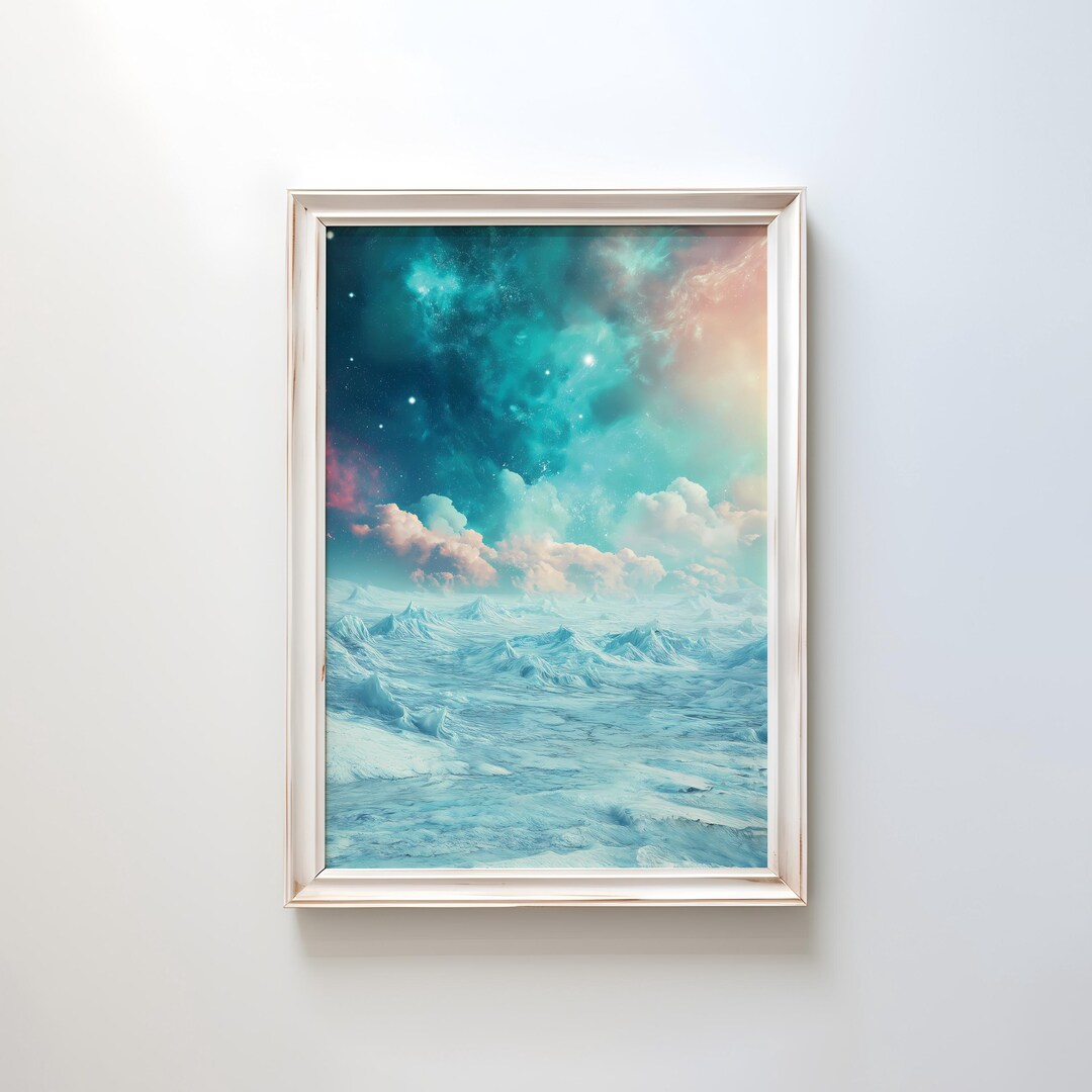 Neptune Landscape Art Print: Icy Blue Cosmic Sky Poster - Etsy