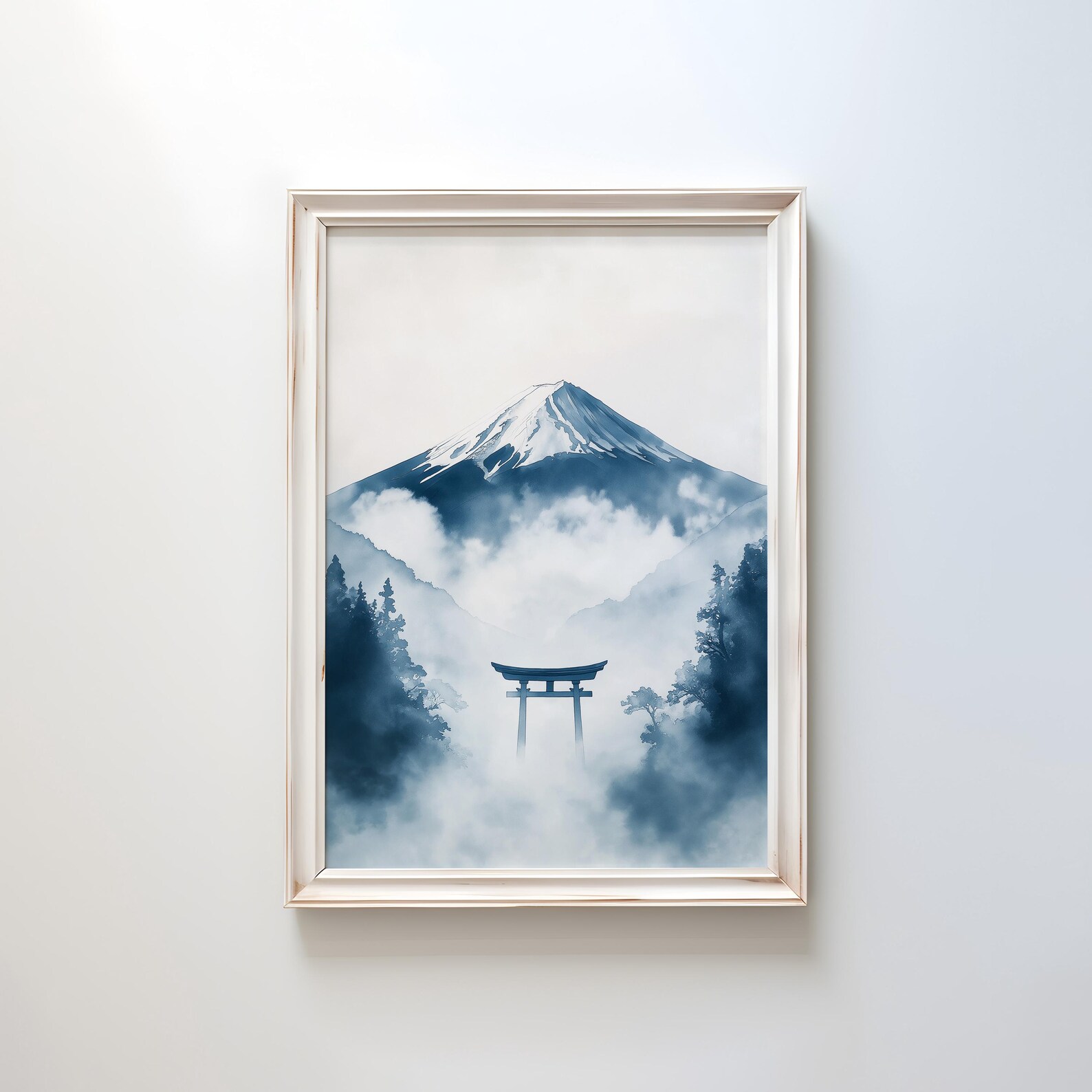 Mount Fuji in Fog Art | Minimalist Japanese Landscape Print | Sumi-e ...