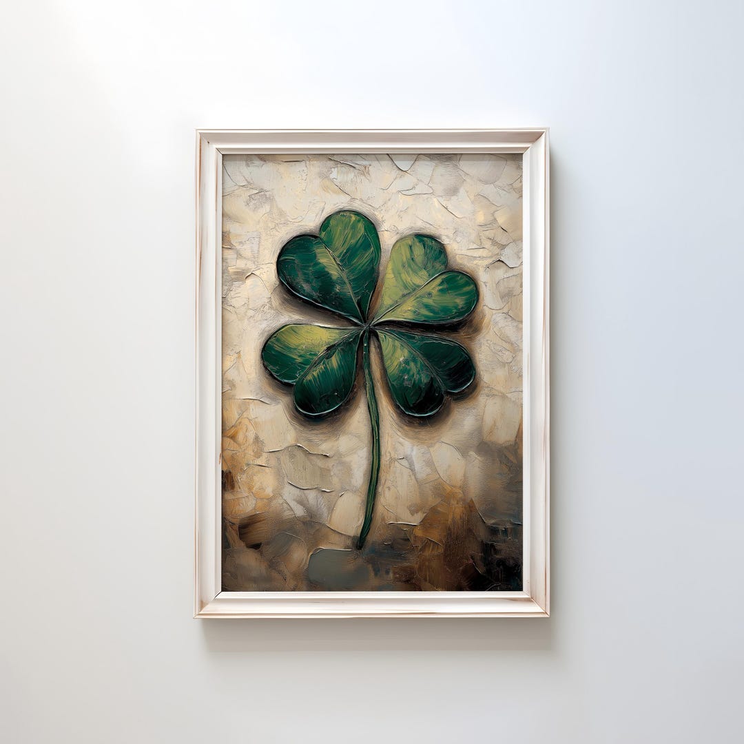 Elegant Shamrock Oil Painting Poster | Irish Wall Art Print | Lucky ...