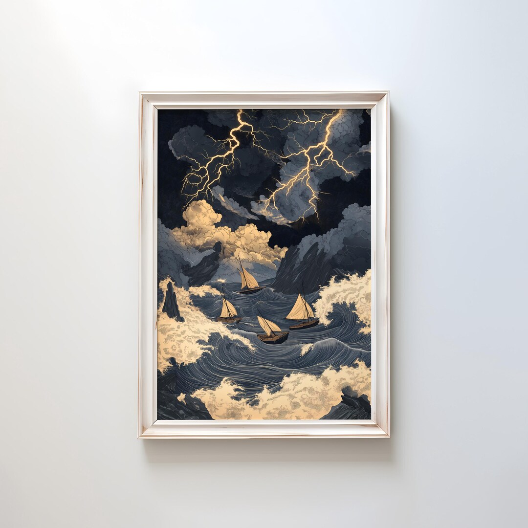 Ukiyo-e Stormy Ocean Print: Japanese Wave Art Poster - Etsy