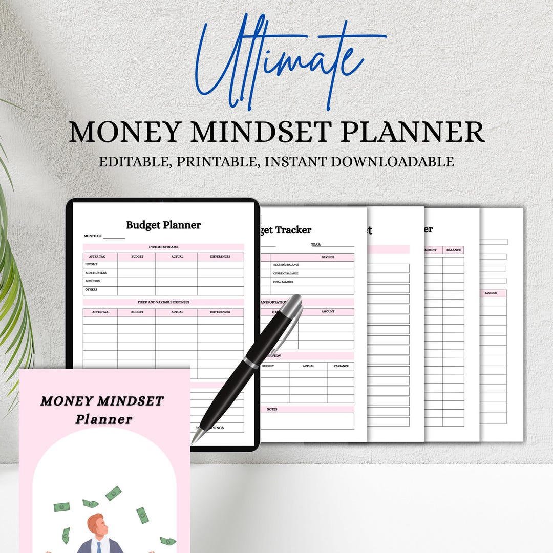 Editable Money Mindset Planner | Printable Financial Affirmations, Goal ...