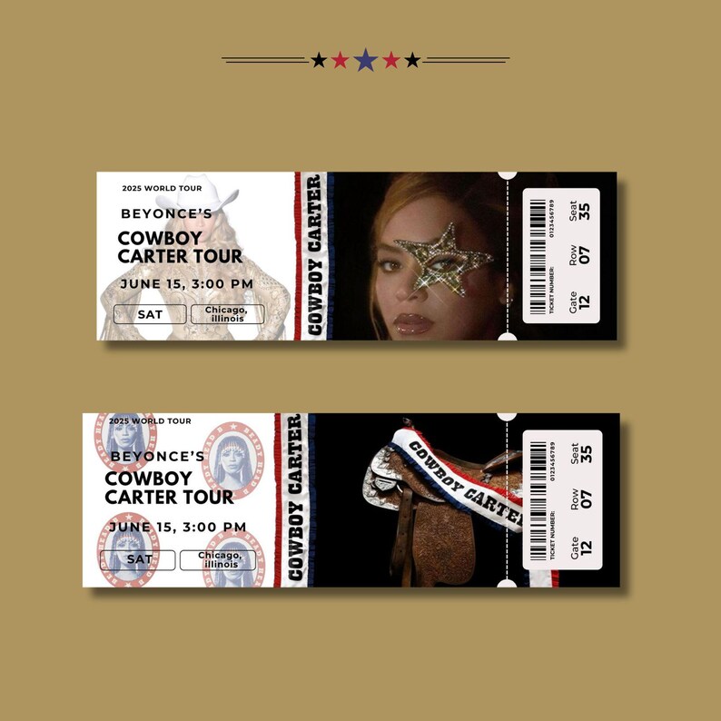 Beyoncé Cowboy Carter Tour 2025 Tickets – Custom Printable Souvenir ...