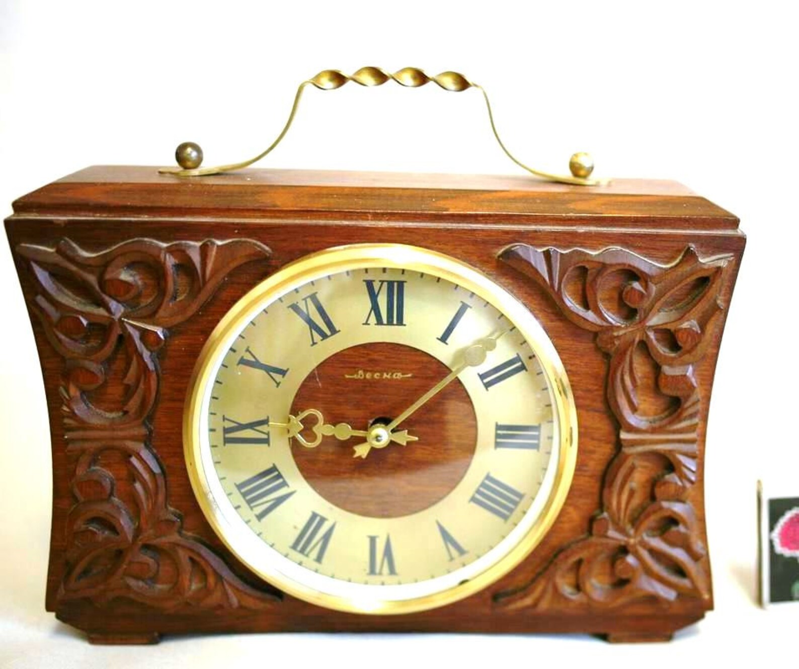 USSR Russian Soviet Clock Vesna Wood Working Wooden | Etsy