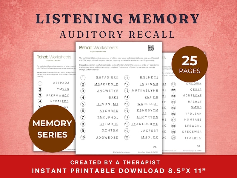 Memory Worksheet Bundle | 120 Worksheets for Memory Therapy, Cognitive ...