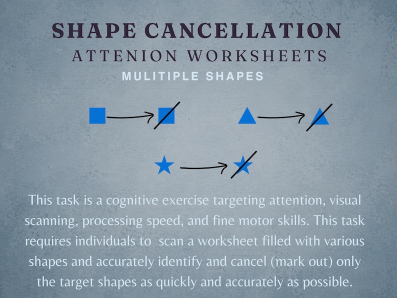 Shape Cancellation Task Bundle (30 Worksheets) - Attention Worksheets ...