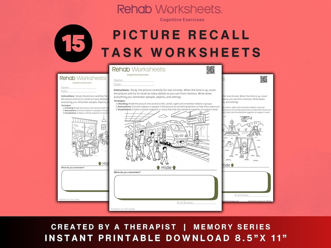 Picture Recall Task Worksheets 15 Printable Memory Worksheets Cognitive ...