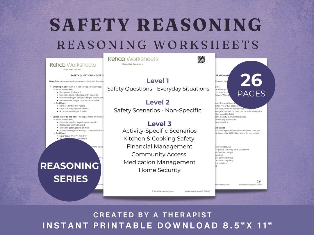 Safety Recognition (26 Worksheets) - Verbal Reasoning - Functional ...