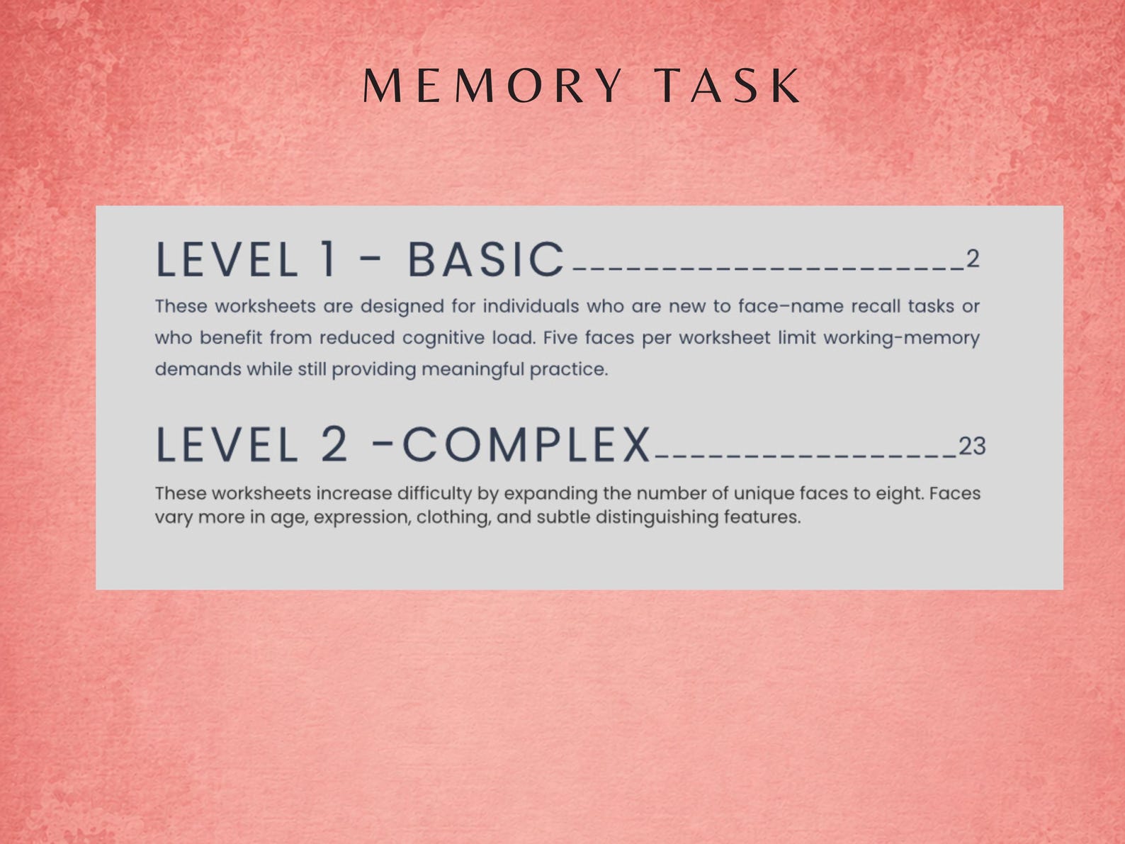 Remembering Names Worksheets – Face and Name Memory Tasks for Cognitive ...