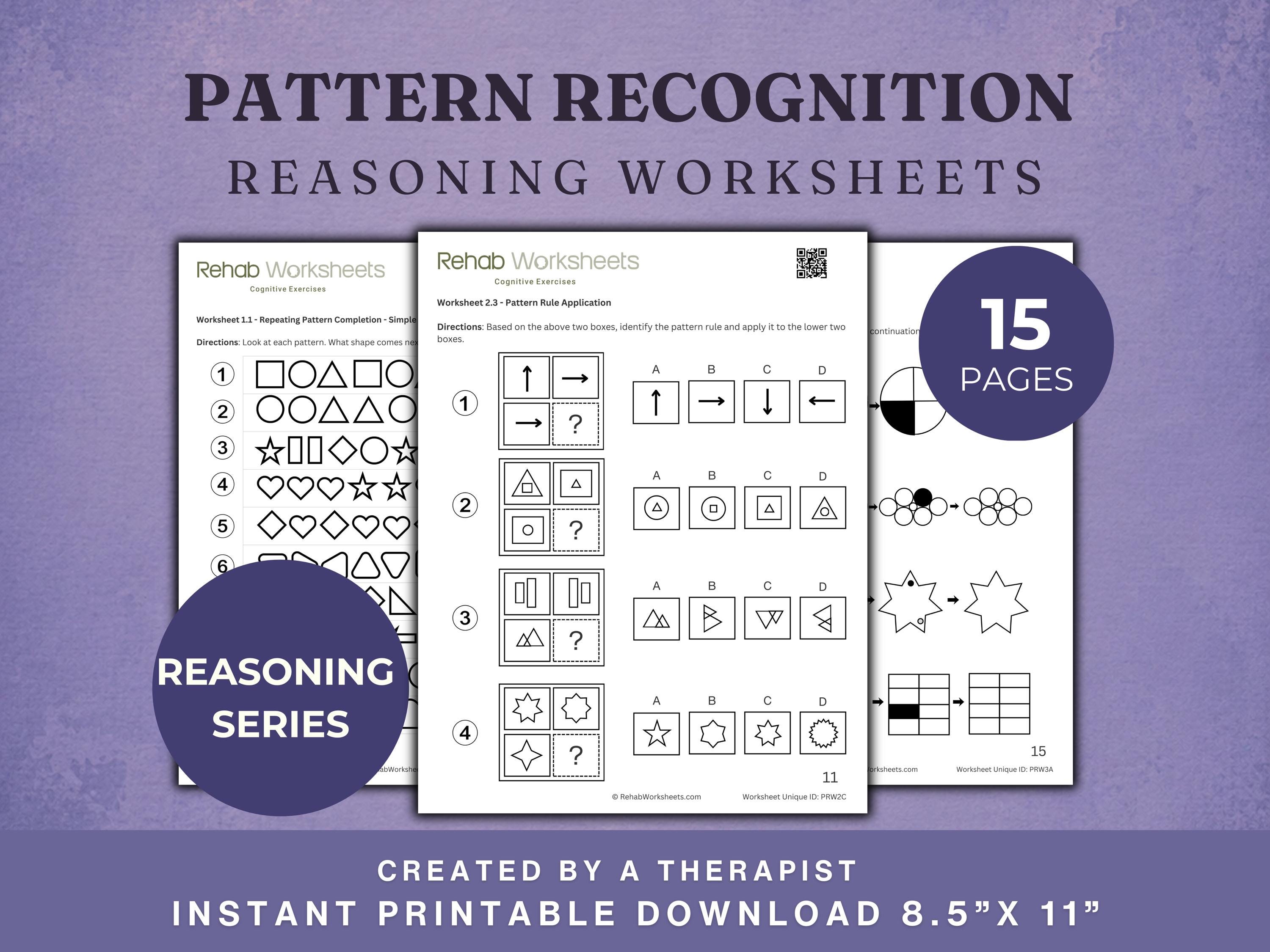 Pattern Recognition (15 Worksheets) - Non-verbal Reasoning - Logic and ...