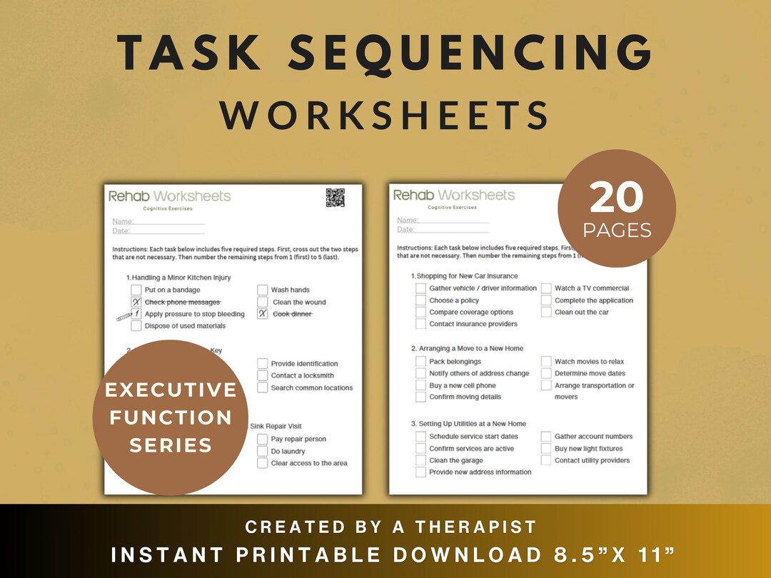 Task Sequencing (20 Worksheets) - Executive Function & Daily Living ...