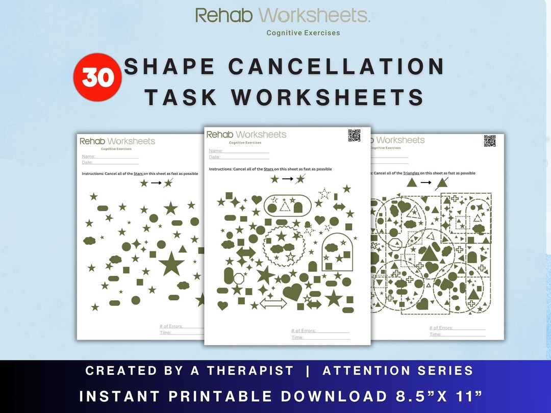 Shape Cancellation Task Bundle (30 Worksheets) - Attention Worksheets ...