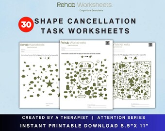Shape Cancellation Task Bundle (30 Worksheets) - Attention Worksheets ...