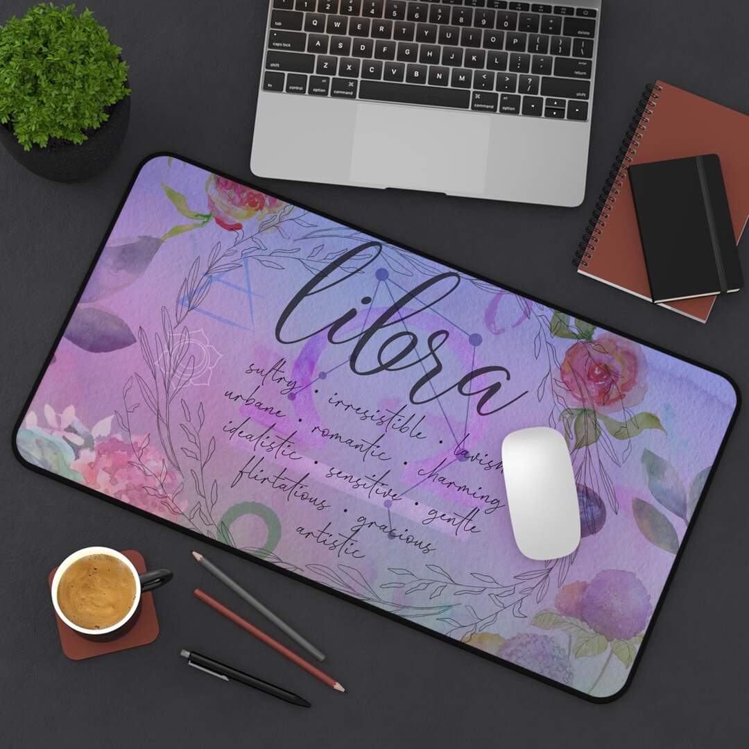 Libra Desk Mat : Zodiac Inspired Gift With Sacred Astrology Watercolor ...
