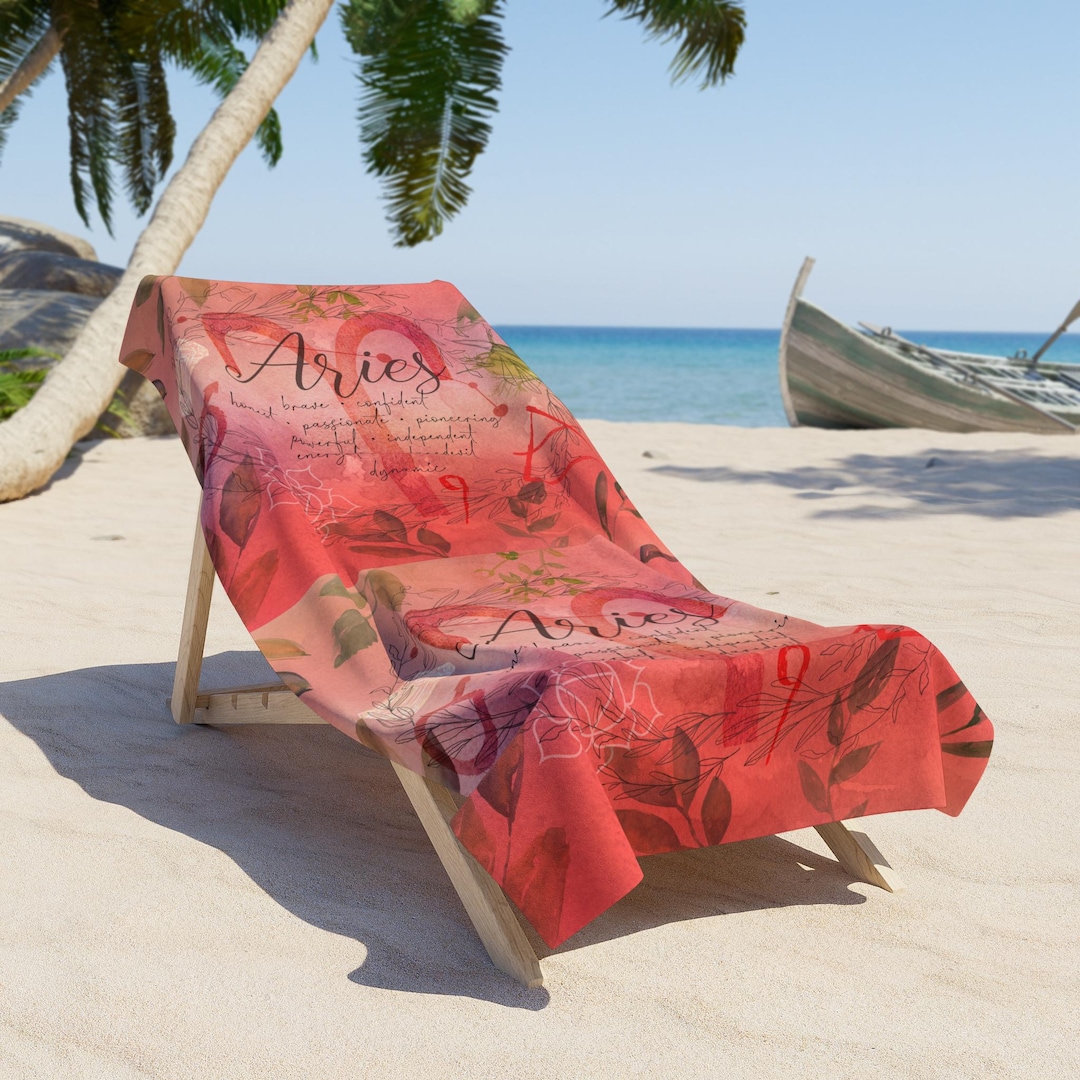 Aries Beach Towel: Zodiac Inspired Gift With Astrology Watercolor ...