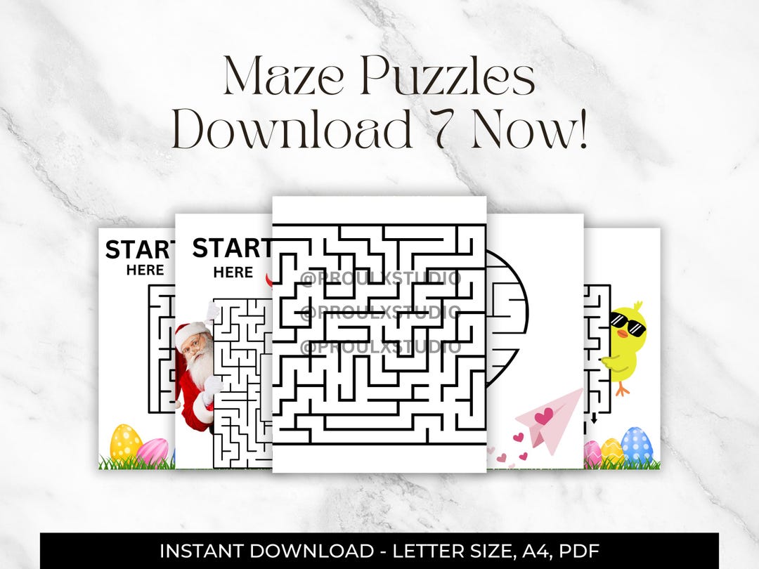 Holiday Maze Puzzle Printable | Fun Mazes for Kids & Adults | Instant ...