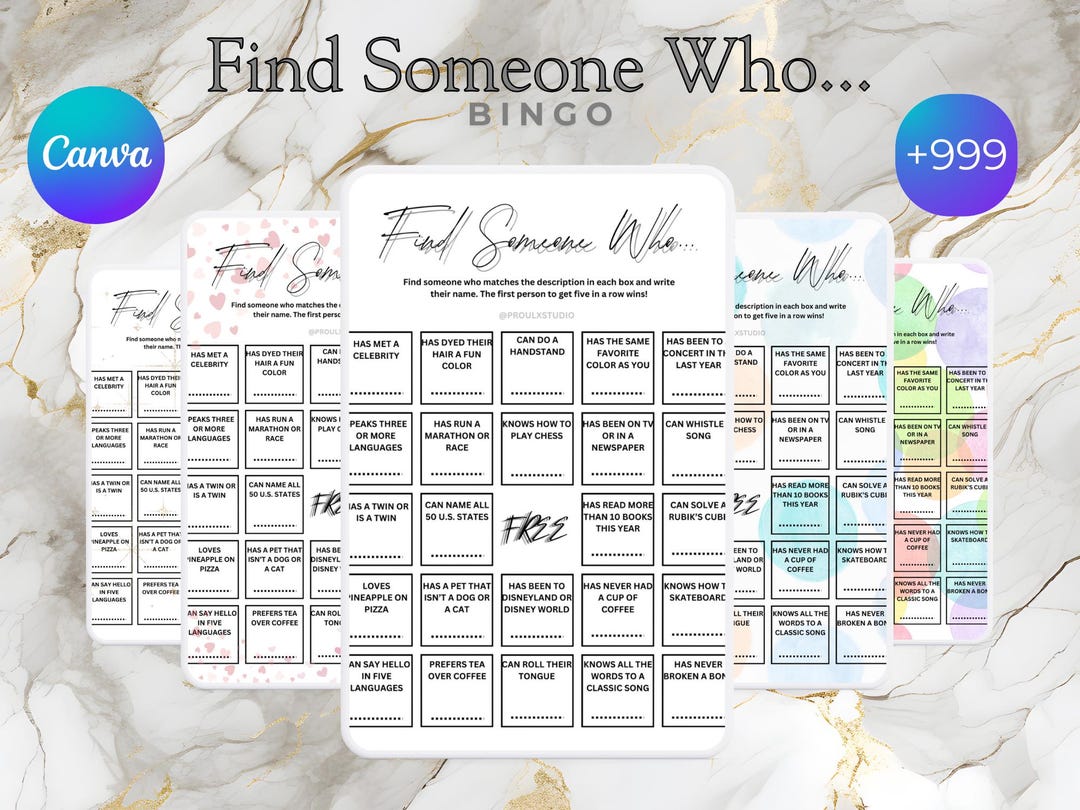 Find Someone Who Icebreaker Bingo | Printable Party Game | Fun Team ...