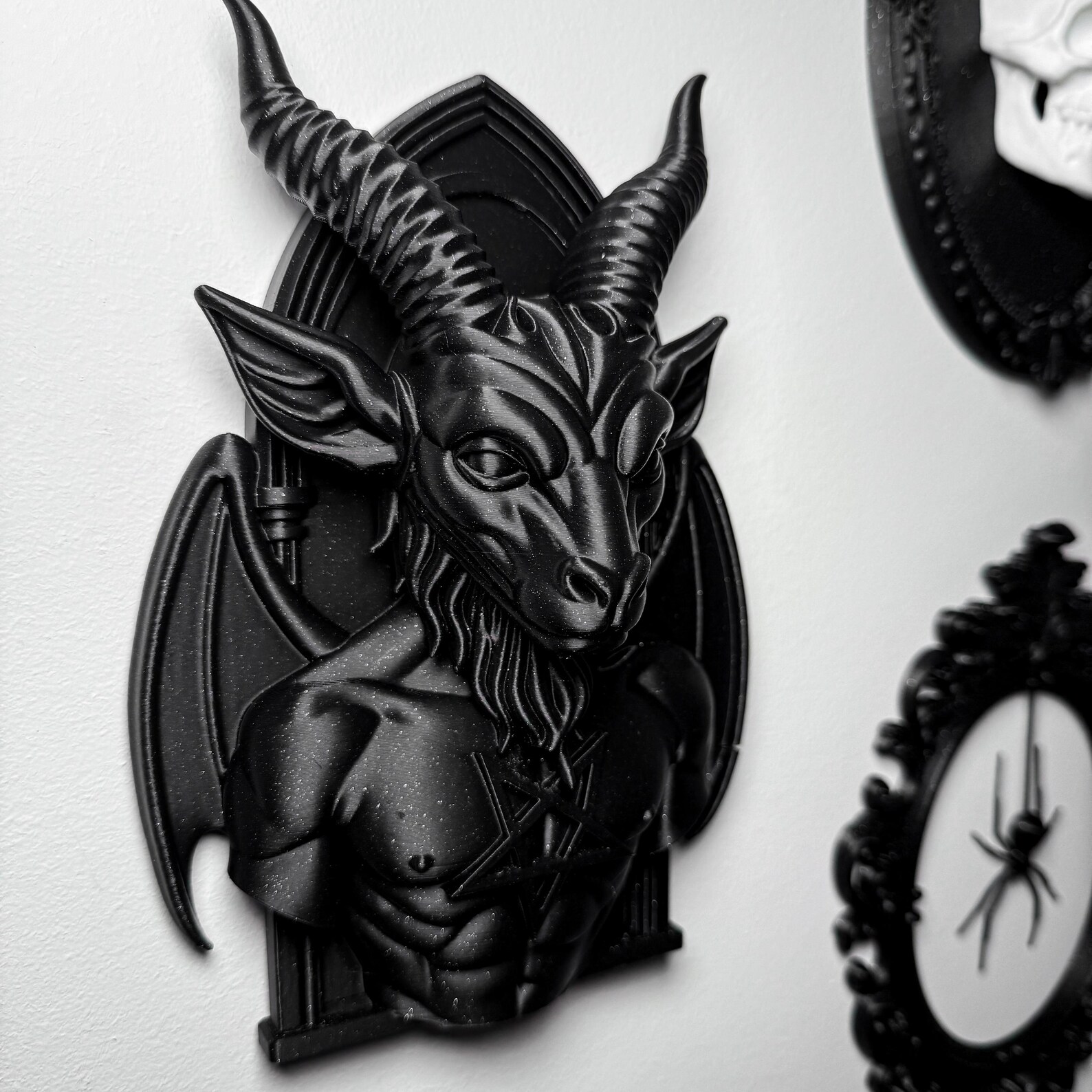 Baphomet Wall Art | Gothic Occult Goat Head Sculpture | Altar & Witchy ...