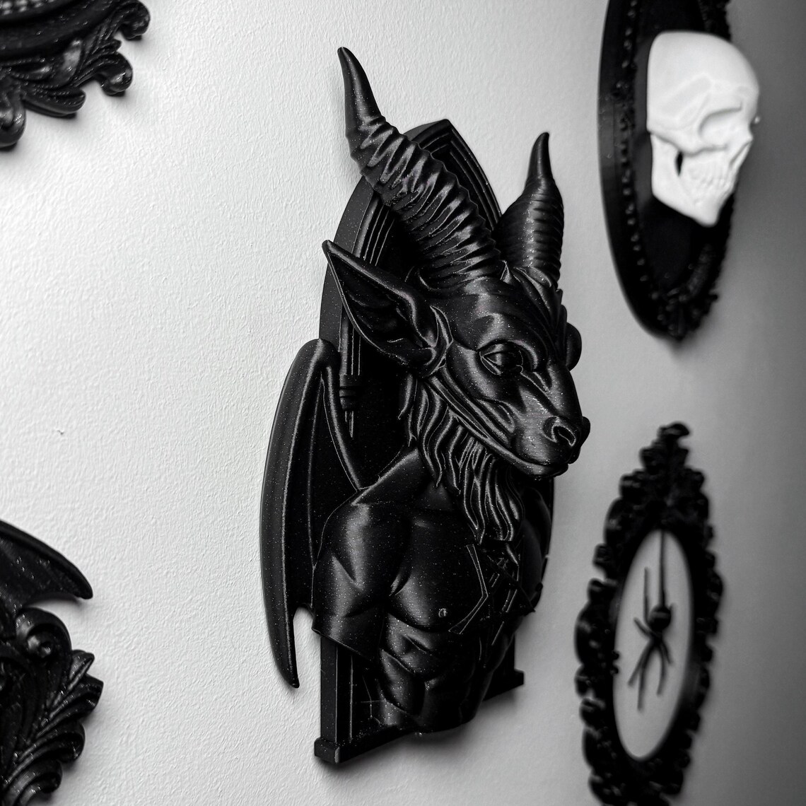Baphomet Wall Art | Gothic Occult Goat Head Sculpture | Altar & Witchy ...
