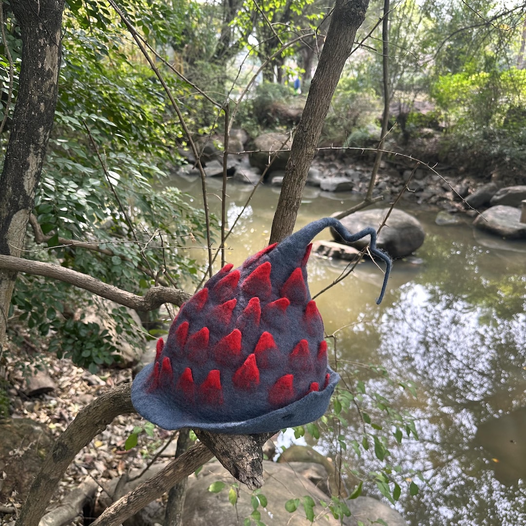 Navy Blue Red Hat, Wool Felted Hat, Sauna Hat, Nut Hat, Novelty Hat ...