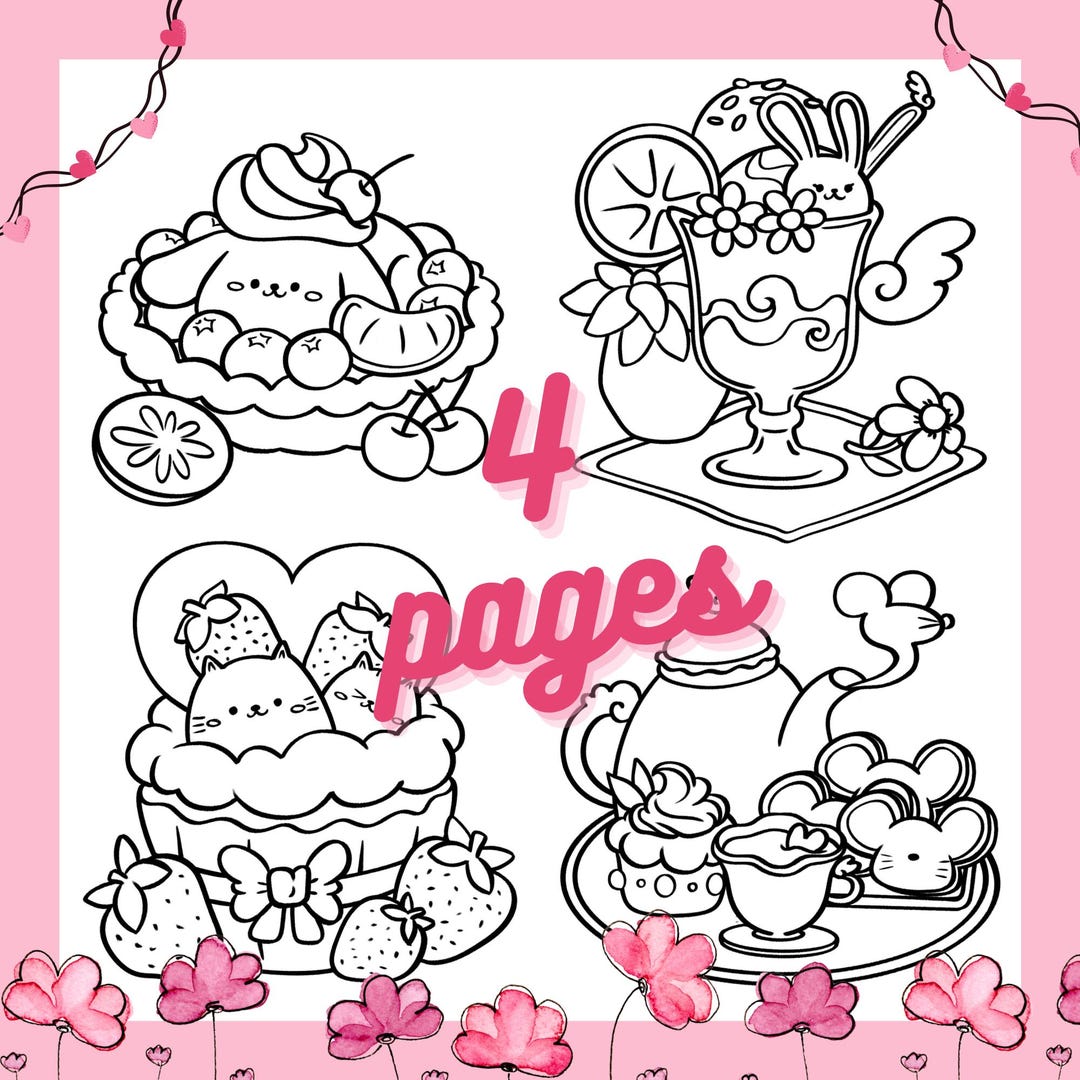 Super Sweet Animal, Anima Coloring Pagel, Sweet, Dessert, Cake, Stress ...