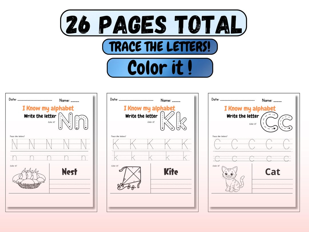 Pre-k Color Worksheet, Teach Alphabet Letters, Instant Download ...