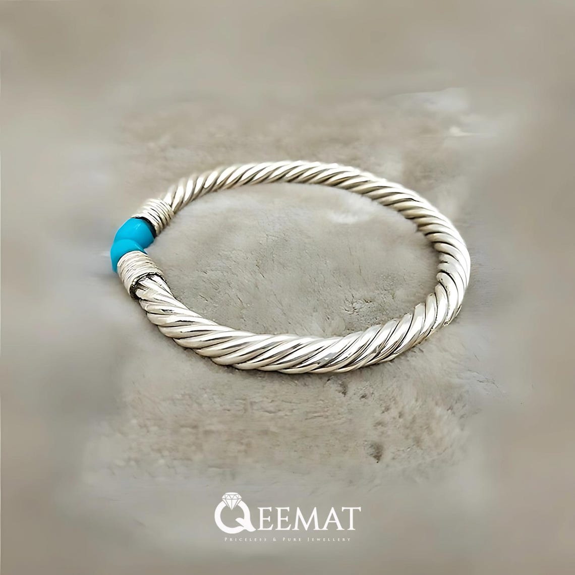 Turquoise Stone Men’s Bracelet of 925 Sterling Silver – Double Bracelet ...