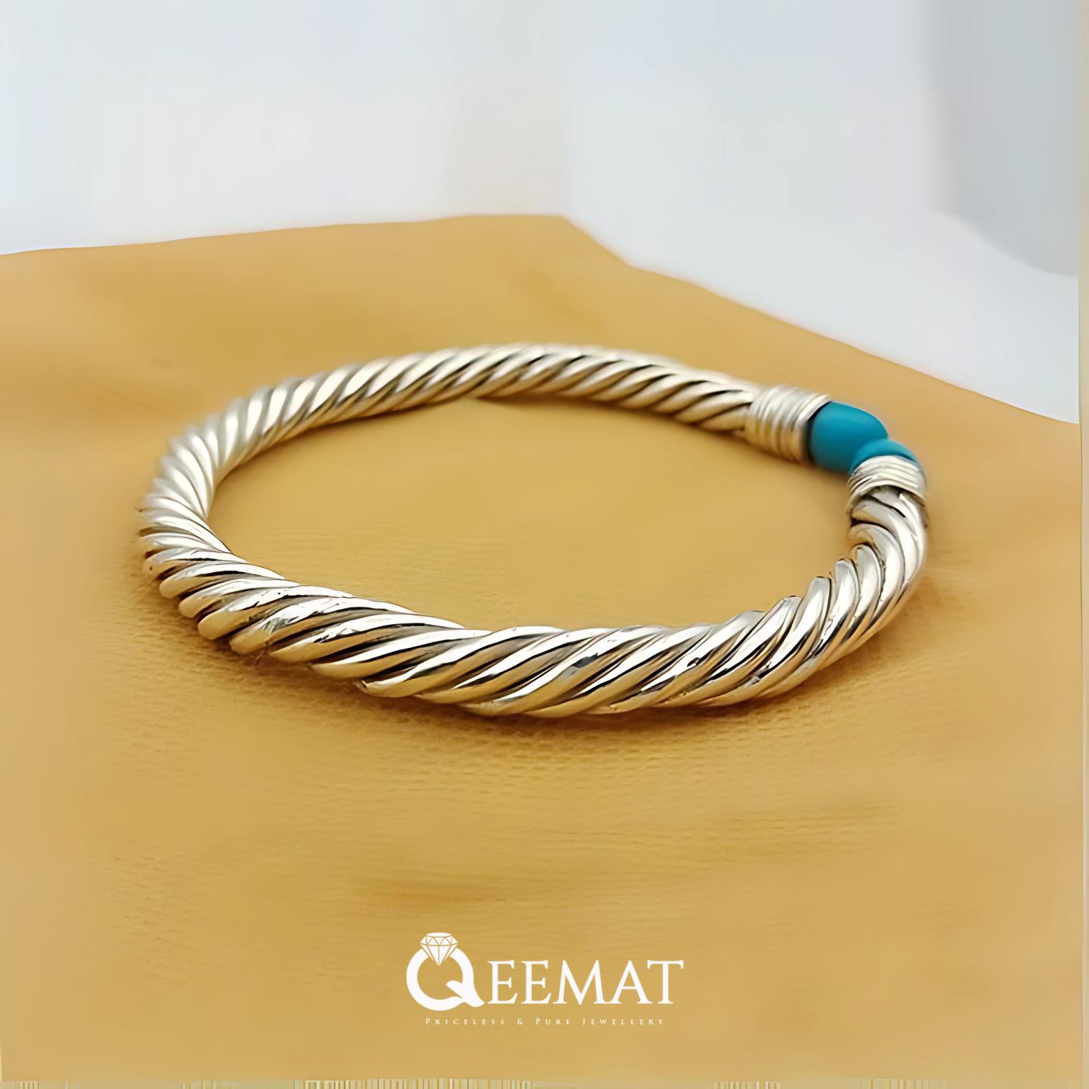 Turquoise Stone Men’s Bracelet of 925 Sterling Silver – Double Bracelet ...