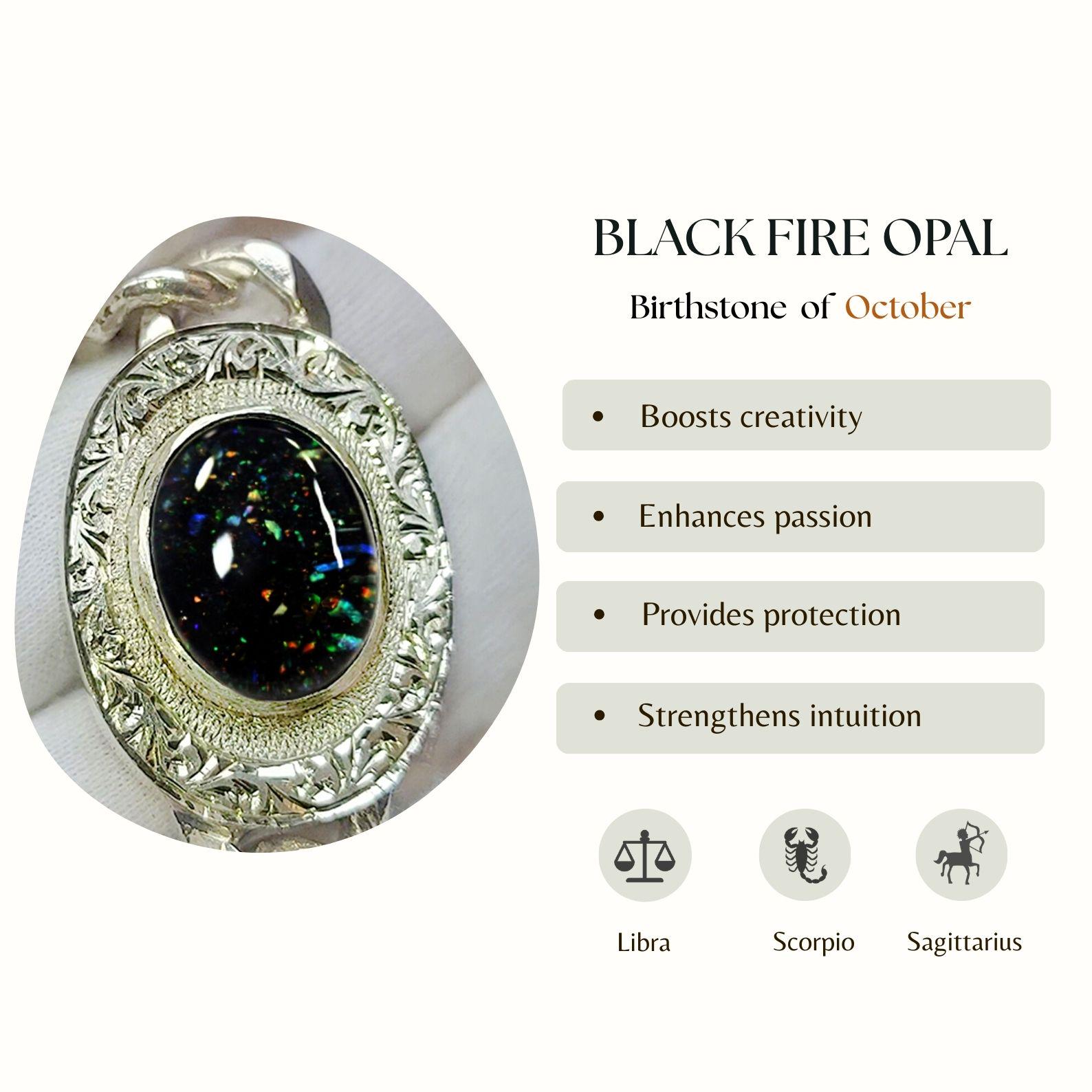Certified Fire Opal Cuban Bracelet - 925 Sterling Silver Black Opal Men ...