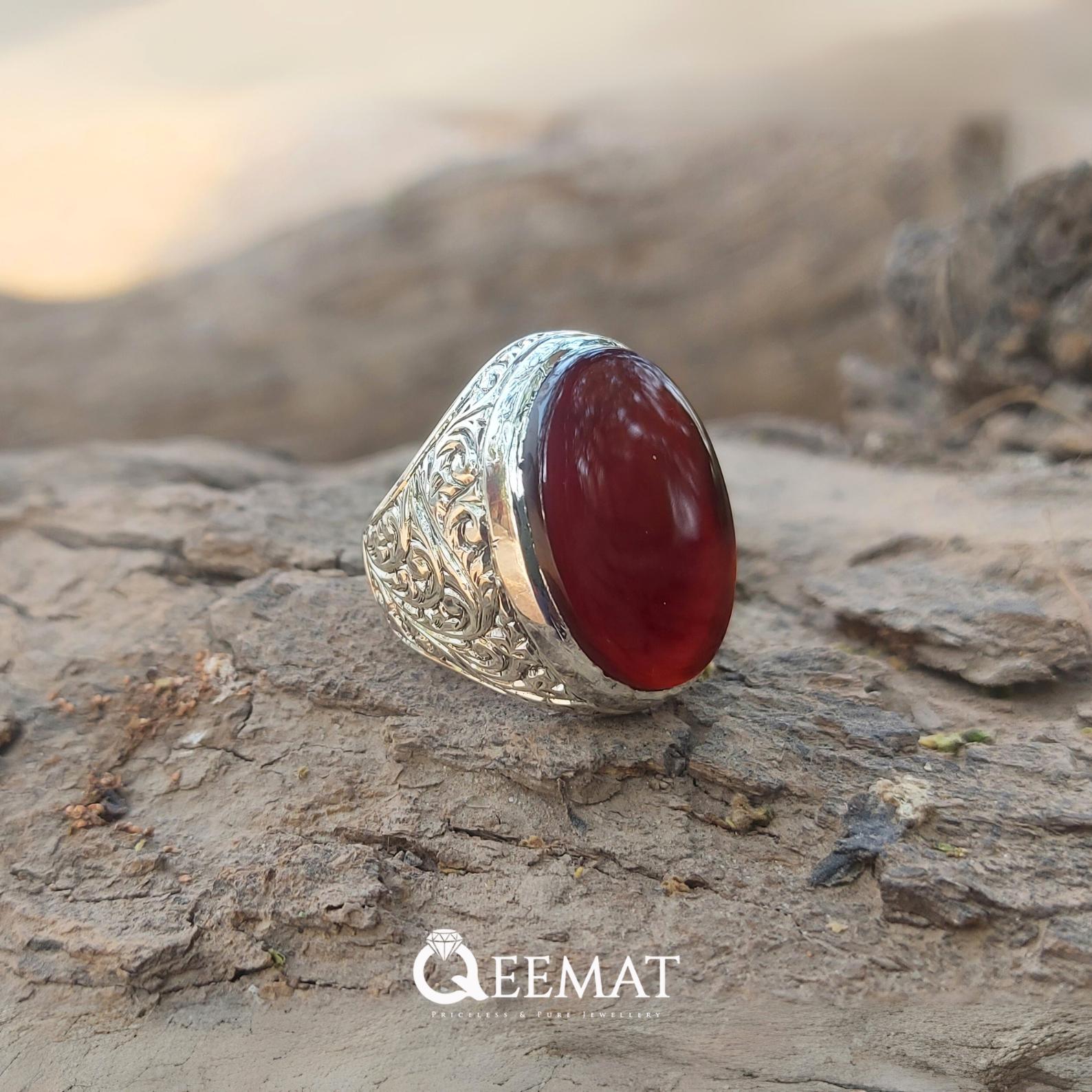 Handcrafted Art Nouveau Red Agate Ring for Him in Sterling Silver - Etsy