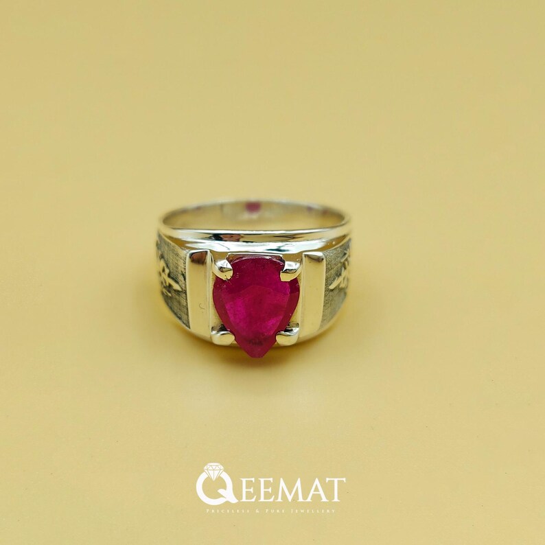 Customizable Ya Ali Ring With Red Garnet - Engraved Arabic Calligraphy ...