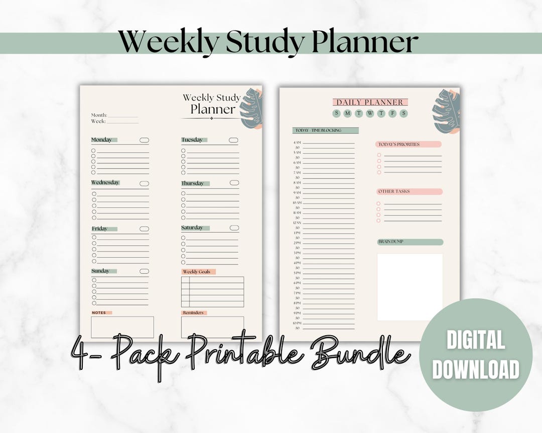 Weekly Study Planner Printable | Student Study Planner PDF | Academic ...