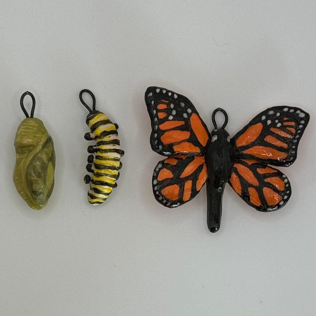Butterfly Life Cycle Necklace ceramic - Etsy