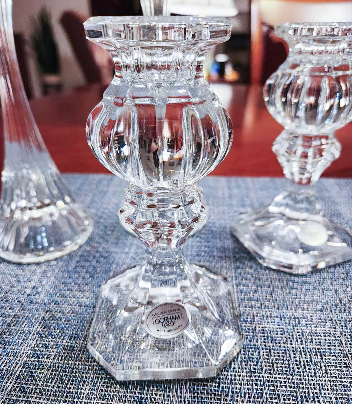 Beautiful Gorham Full Lead Crystal Glass Candle Holders. Set of 2 With ...