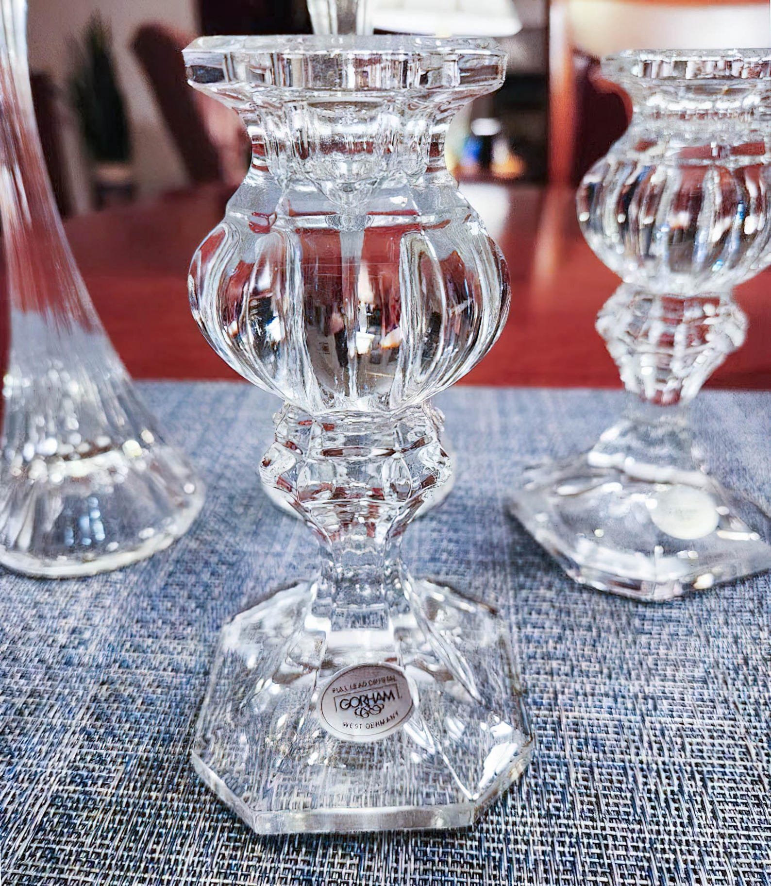 Beautiful Gorham Full Lead Crystal Glass Candle Holders. Set of 2 With ...