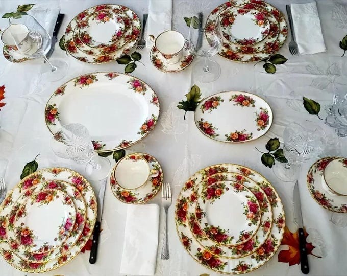 Royal Albert Old Country Roses Dinnerware Set. 21 Pieces. Vintage. Made ...