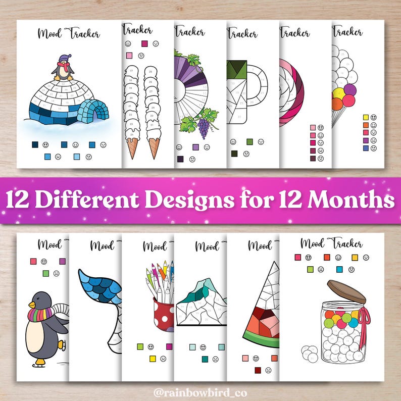 12 Mood Trackers Printable Bundle | Color Your Emotions | Self-care ...