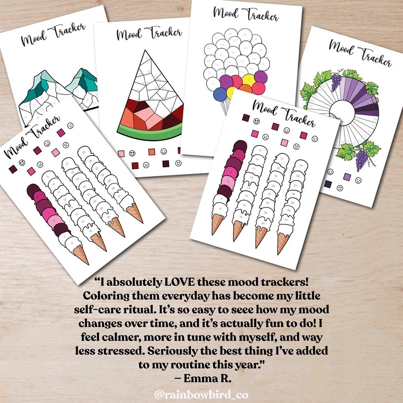 12 Mood Trackers Printable Bundle | Color Your Emotions | Self-care ...