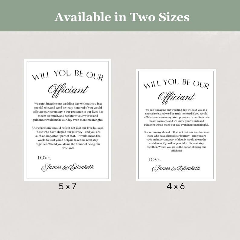Officiant Proposal Card, Will You Marry Us Officiant Card, Officiant ...