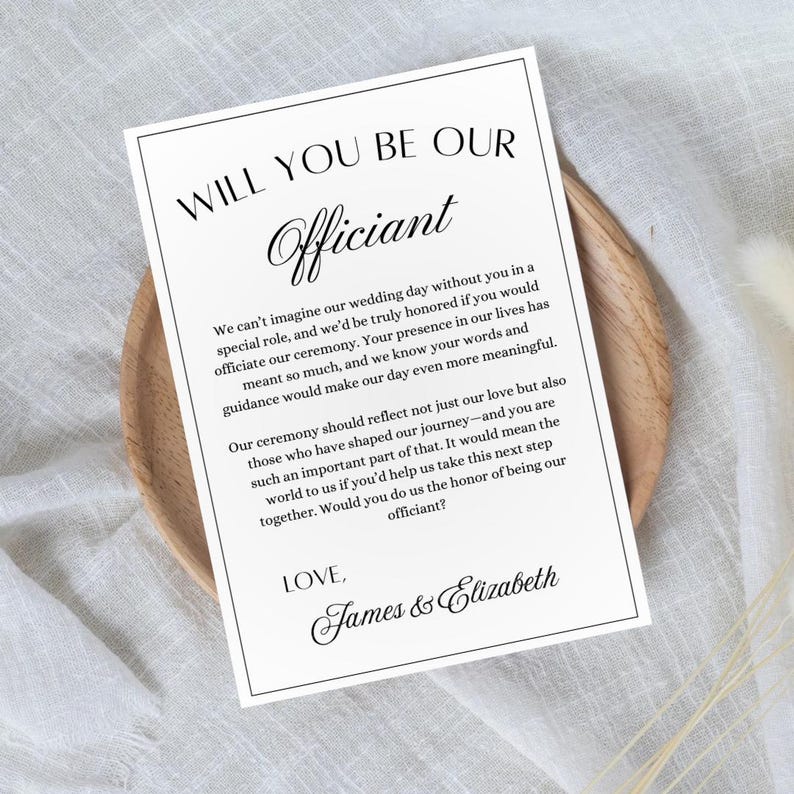 Officiant Proposal Card, Will You Marry Us Officiant Card, Officiant ...