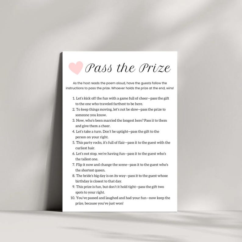 Pass the Prize Game, Printable Pass the Prize Game, Pass the Gift Game ...