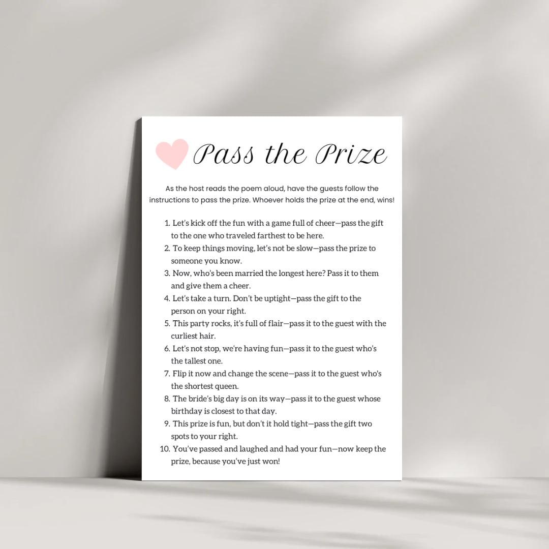 Pass the Prize Game, Printable Pass the Prize Game, Pass the Gift Game ...