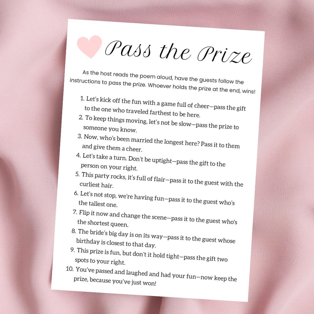 Pass the Prize Game, Printable Pass the Prize Game, Pass the Gift Game ...