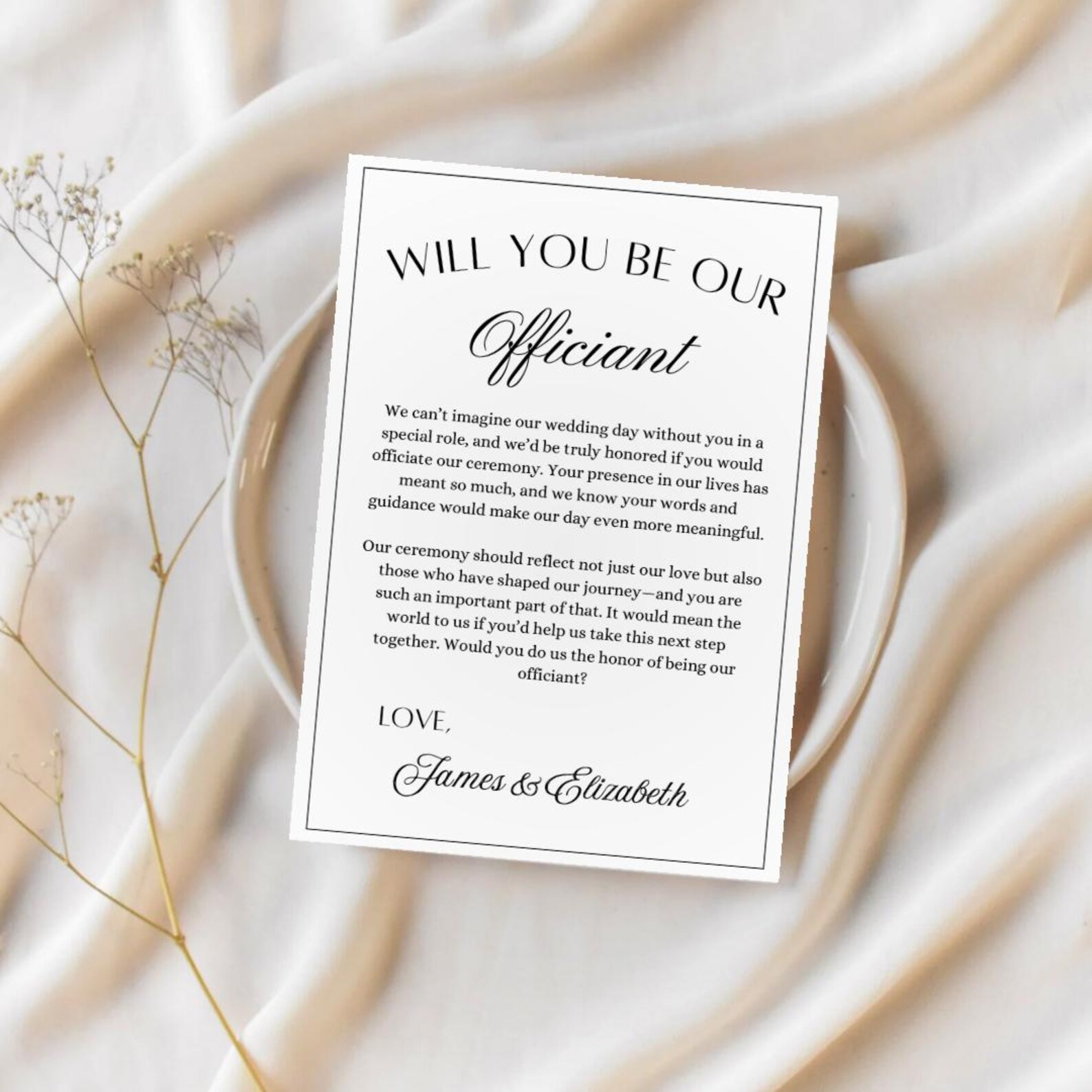 Officiant Proposal Card, Will You Marry Us Officiant Card, Officiant ...