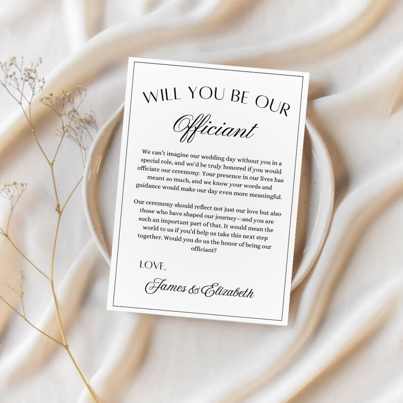 Officiant Proposal Card, Will You Marry Us Officiant Card, Officiant ...