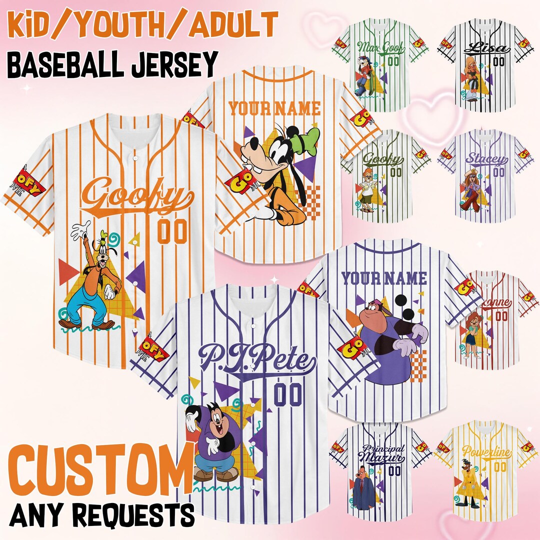 Custom Disney Goofy Movie Matching Jersey, Goofy and Max Goof Jersey, A ...