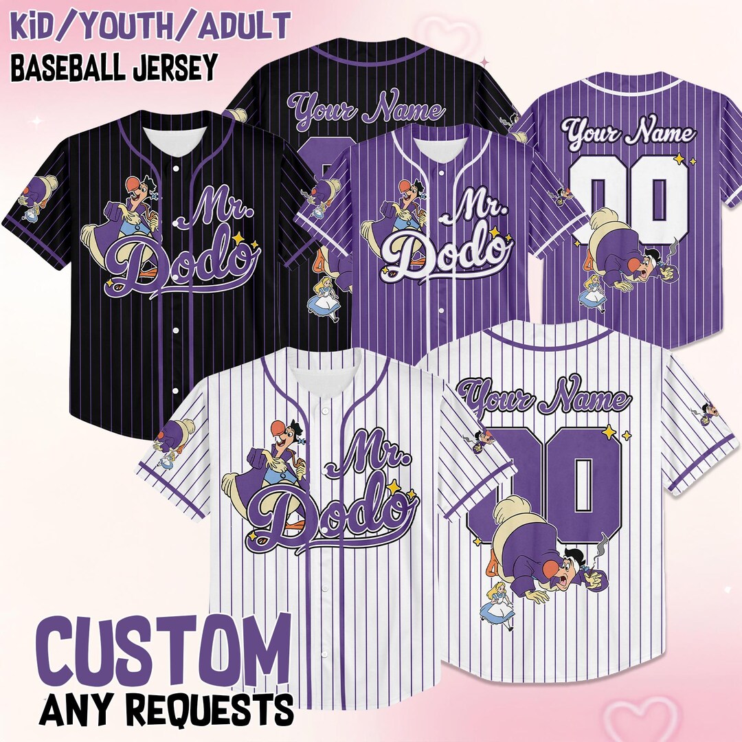 Custom Disney Mr Dodo Alice in Wonderland Collection Baseball Jersey ...