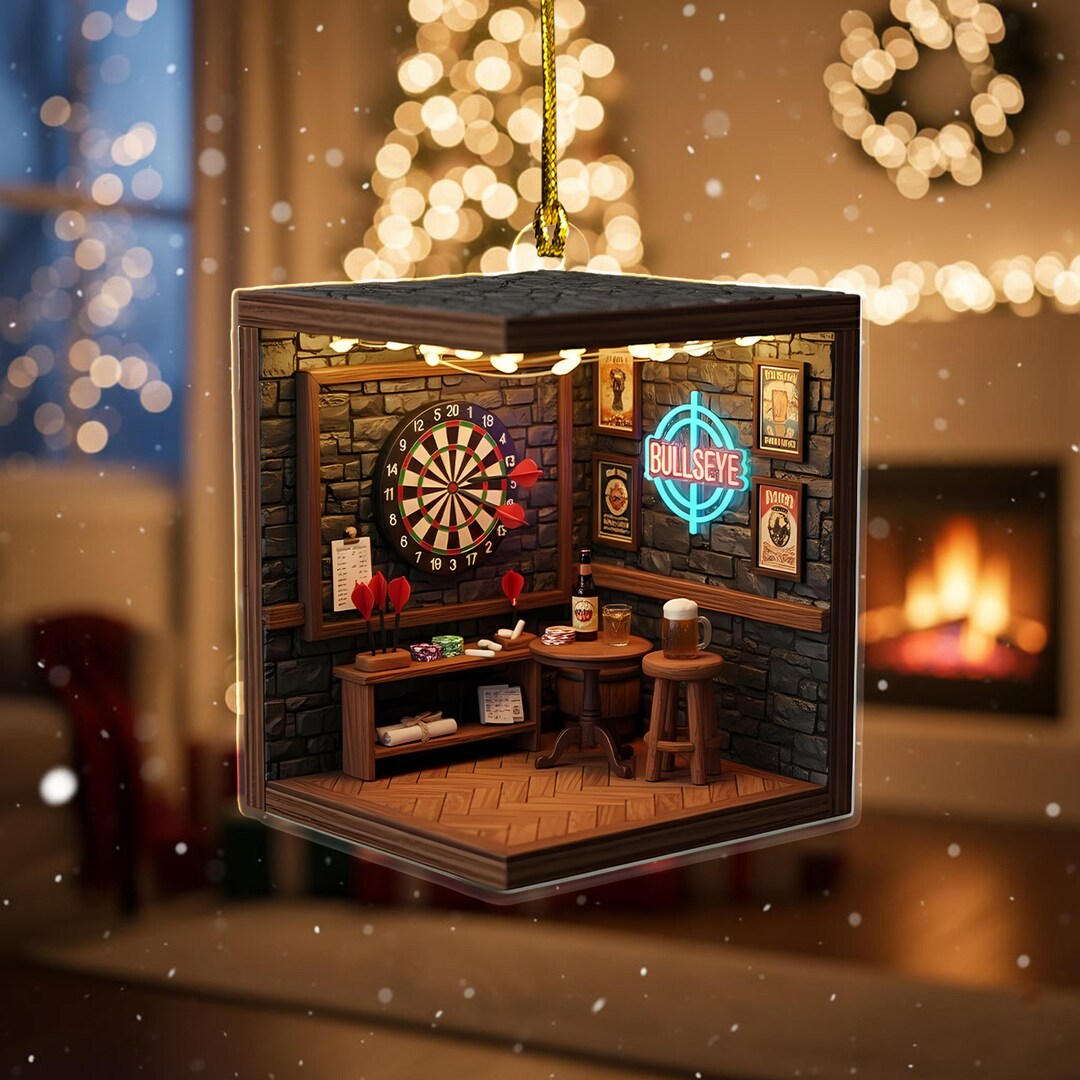 Dart Room Christmas Gift Ornament, Dart Game Room Tree Hanging Decor ...