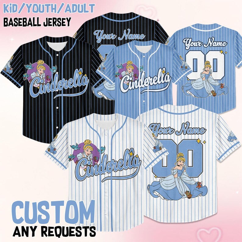 Custom Disney Cinderella Baseball Jersey, Disney Cinderella Baseball ...