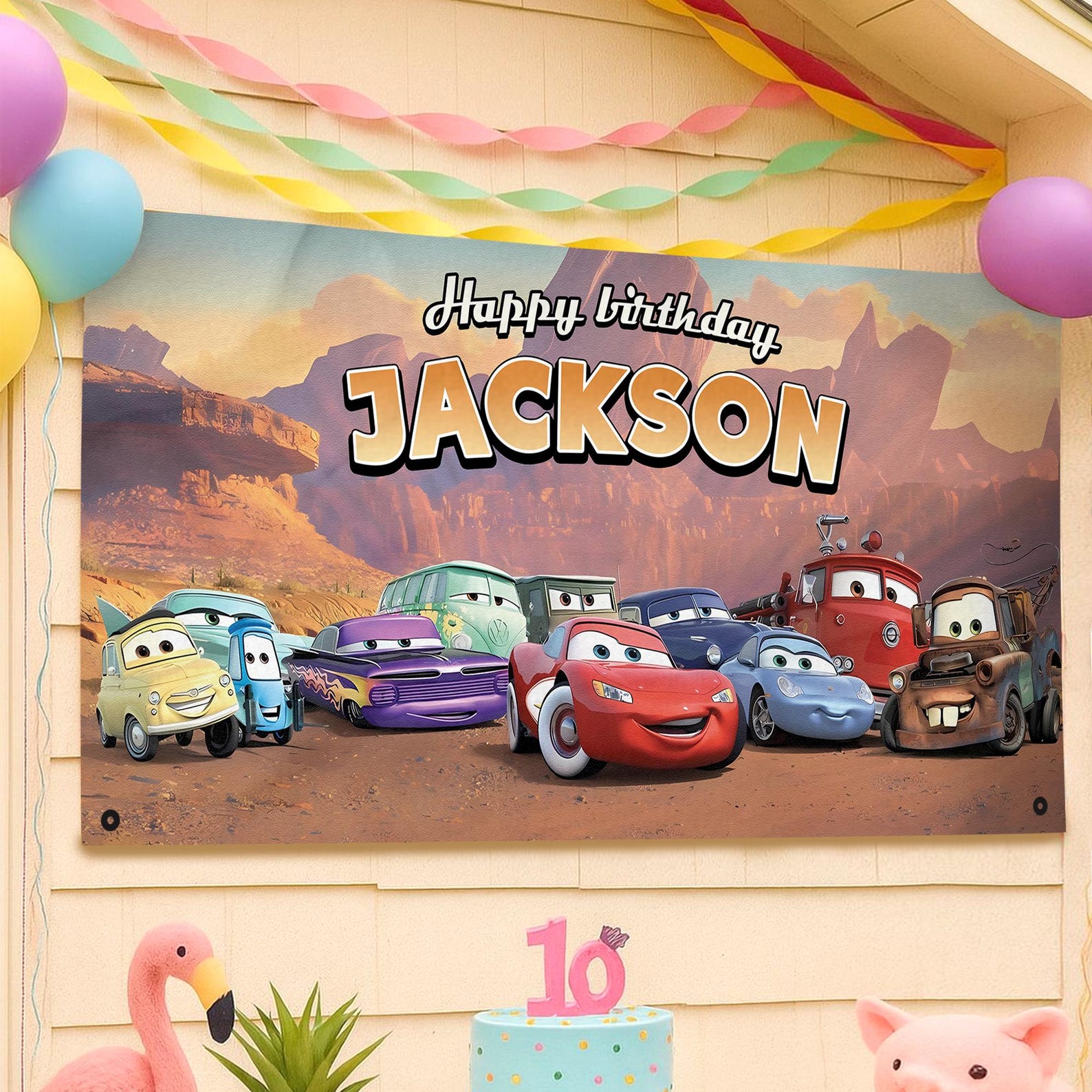 Custom Disney Cars Movie Birthday Backdrop, Cars Birthday Banner, Cars ...